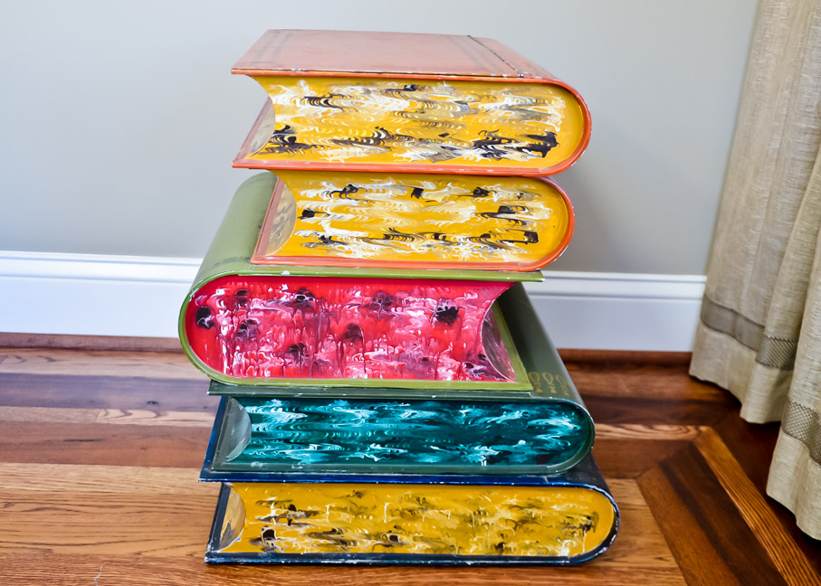 Metal Faux Book Stack End Table | EBTH