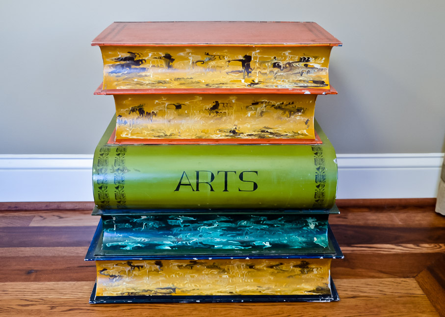 Metal Faux Book Stack End Table | EBTH