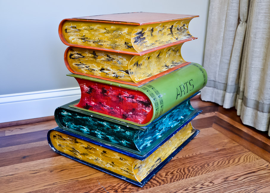 Metal Faux Book Stack End Table | EBTH