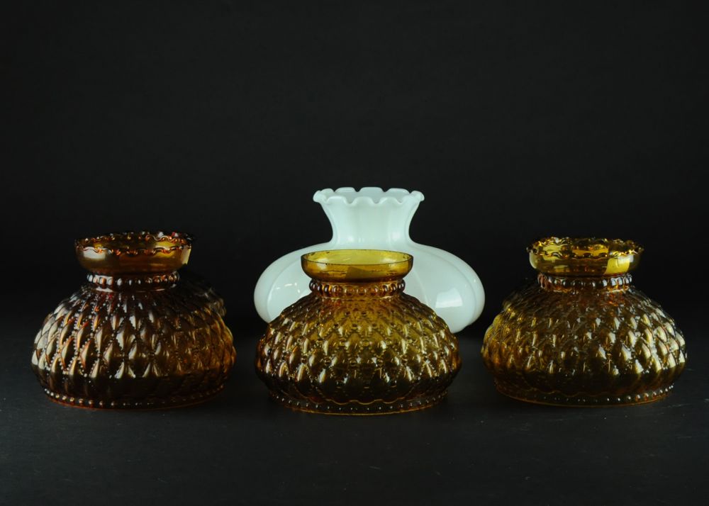 Six Small Colored Glass Lamp Shades | EBTH