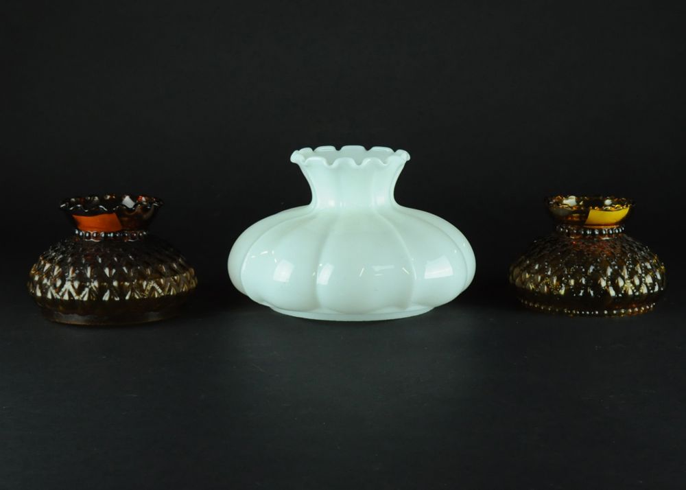 Six Small Colored Glass Lamp Shades | EBTH