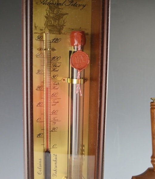 Two Vintage Barometers Including A Fitzroy Storm Glass Barometer Ebth