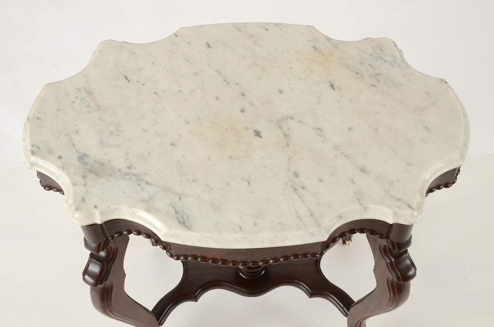 Rococo Style Marble Turtle Top Parlor Table | EBTH