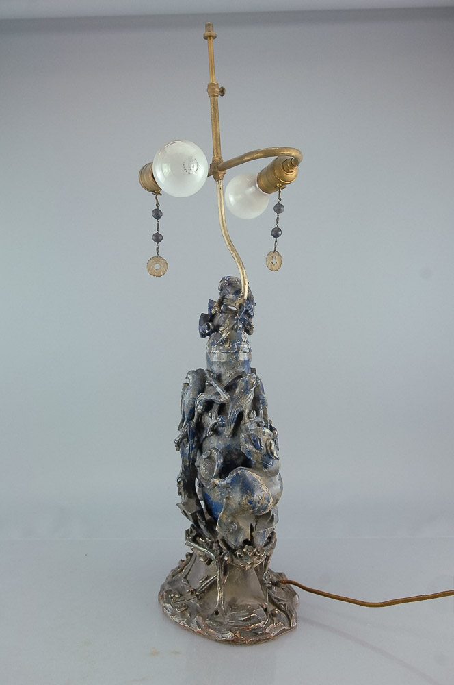 Chinese Lapis Lazuli Hu Vase Lamp | EBTH