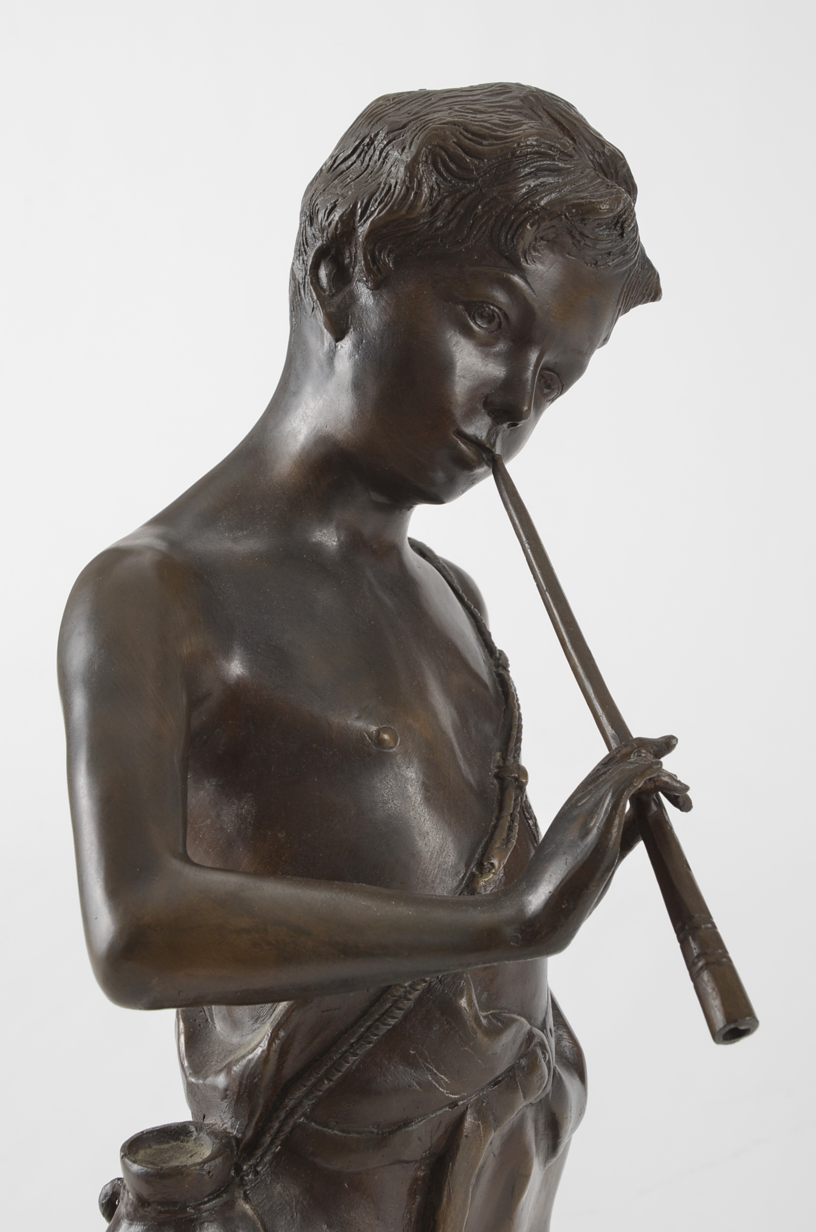 Auguste Moreau "Boy with Flute" Recast Bronze Sculpture | EBTH