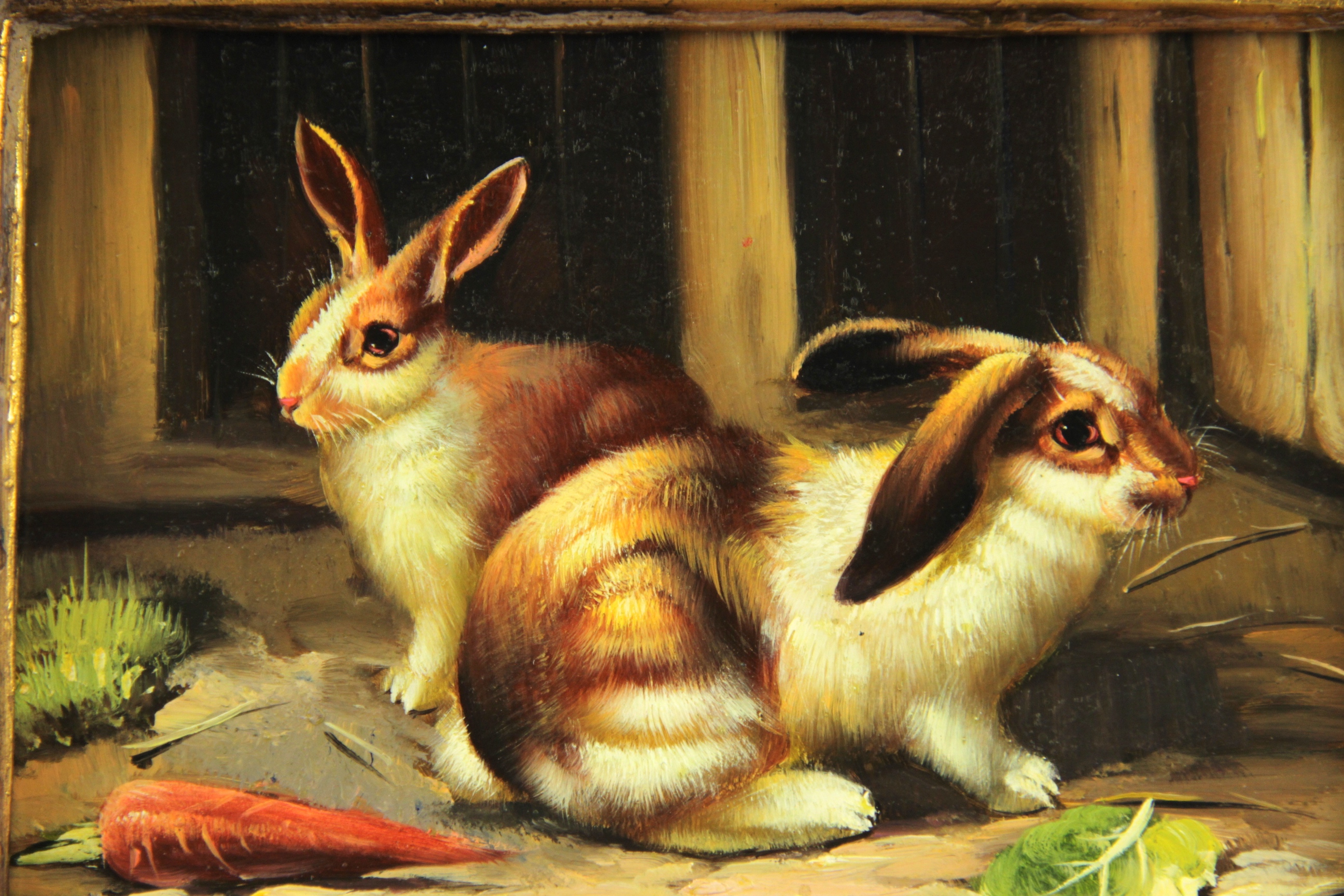 Oil Painting of Bunnies | EBTH