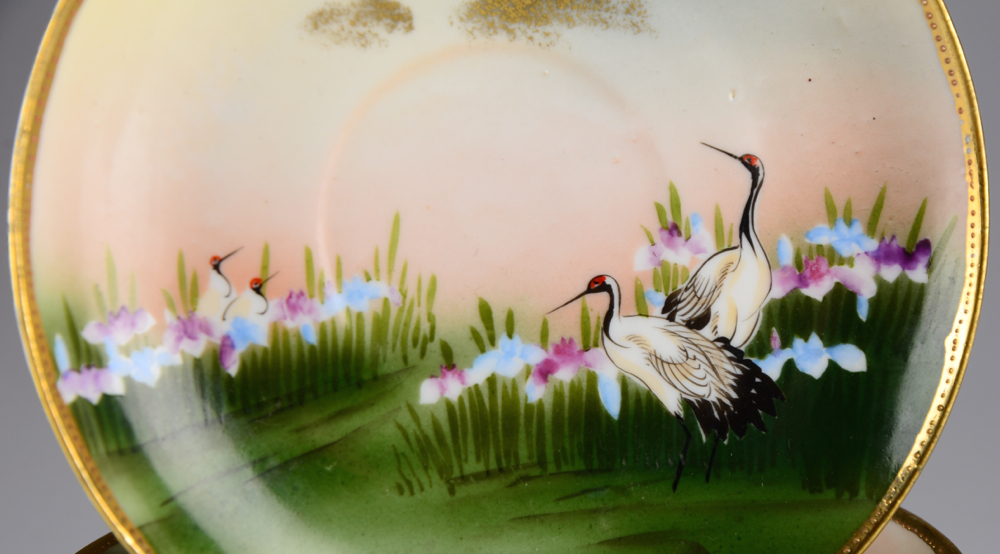 Vintage Nippon Iris and Whooping Crane Tea Set | EBTH