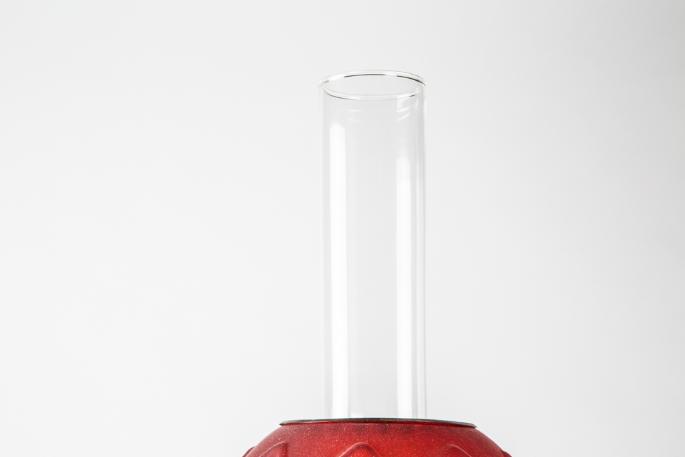 Vintage Standing Lamp with Red Frosted Glass Globe | EBTH