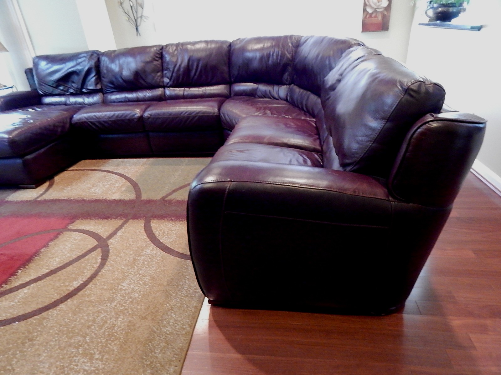 Burgundy Leather Sectional Sofa Ebth