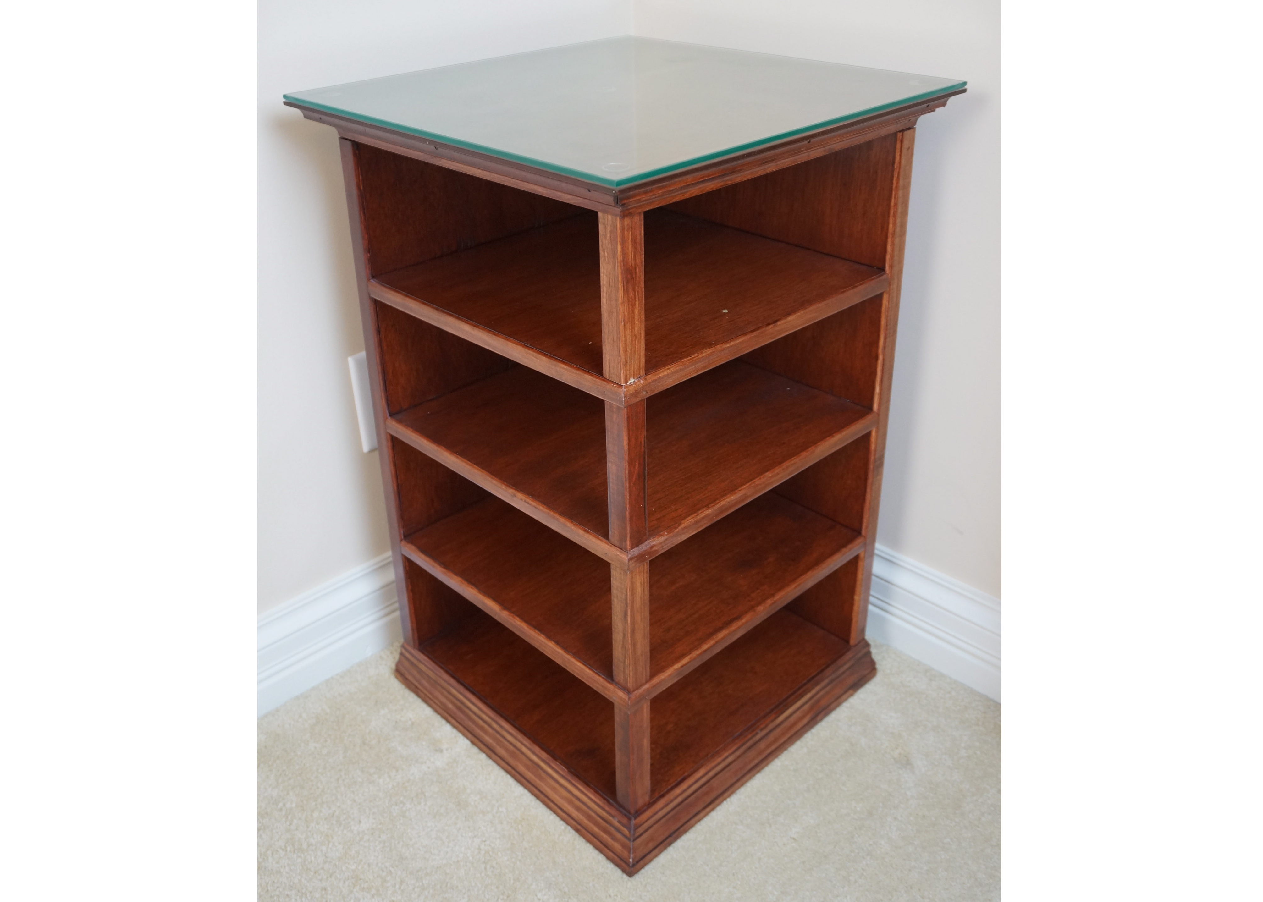 Wooden Glass-Top Corner Bookshelf | EBTH