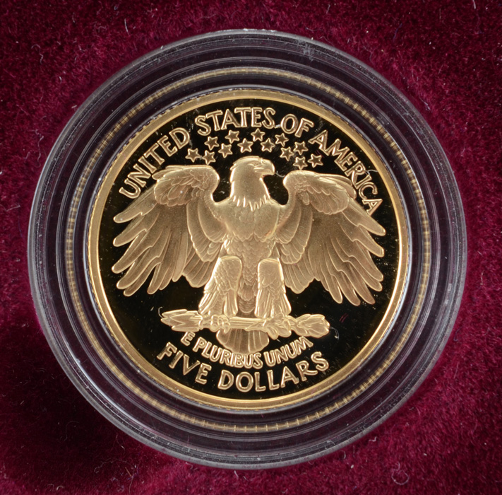 A 1999 W George Washington Five Dollar Gold Proof Coin | EBTH