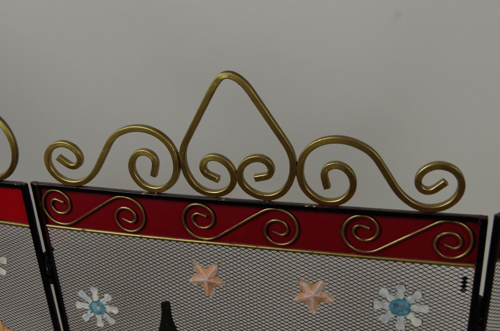Hand-Painted Metal Christmas Fireplace Screen | EBTH