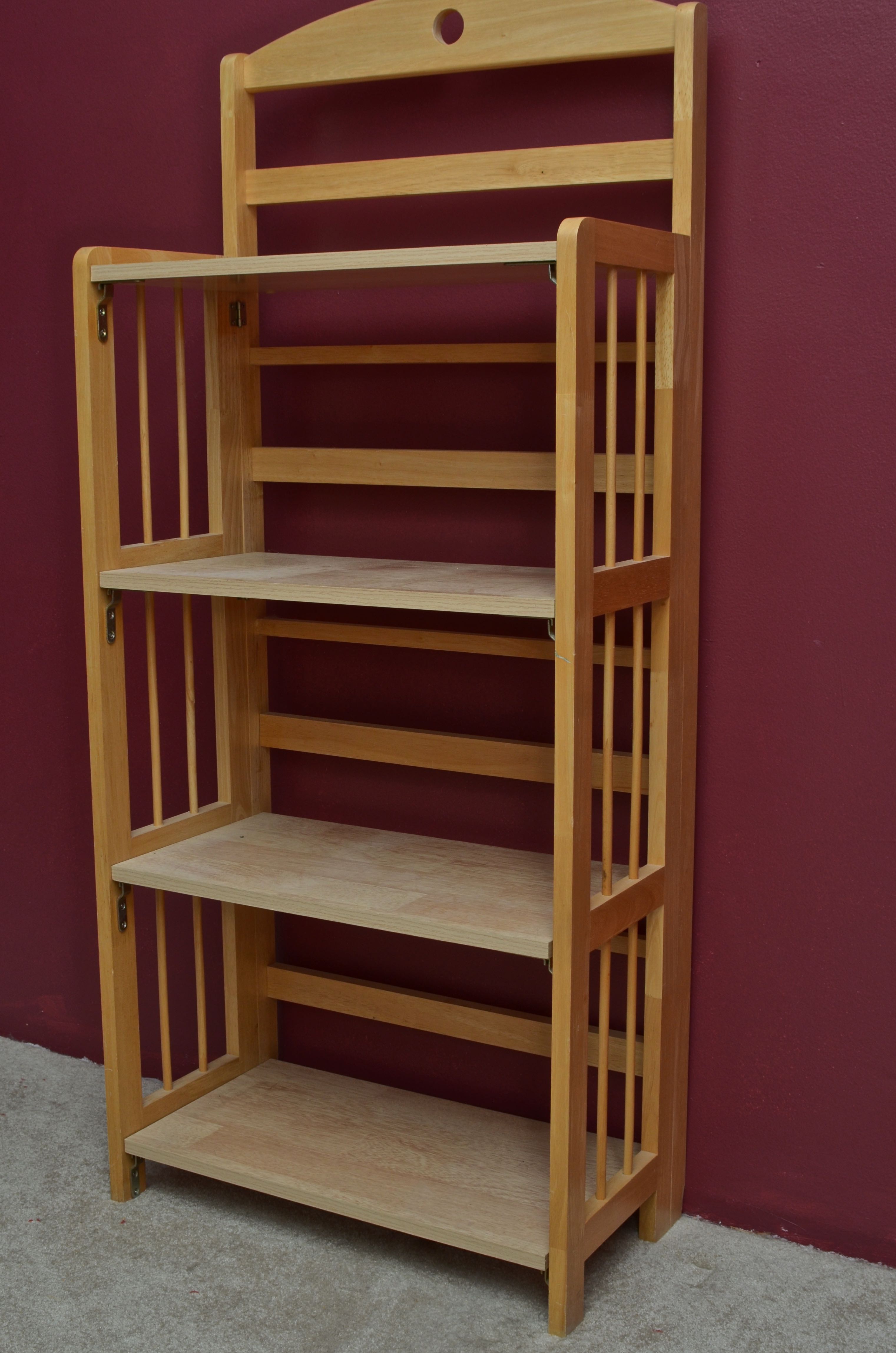 Three Tier Folding Wood Shelf Unit | EBTH