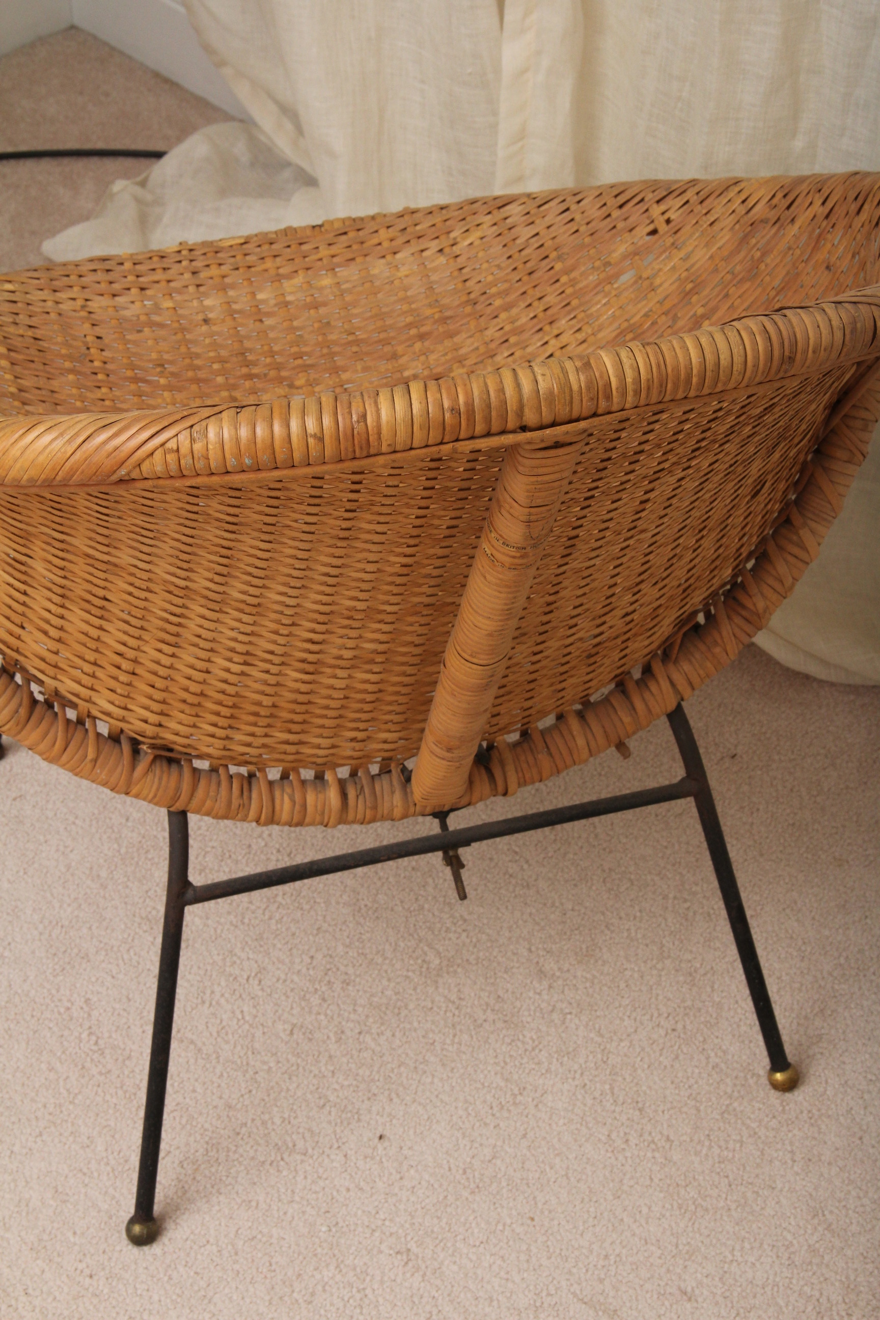 Mid-Century Round Rattan Hoop Chair and Ottoman | EBTH