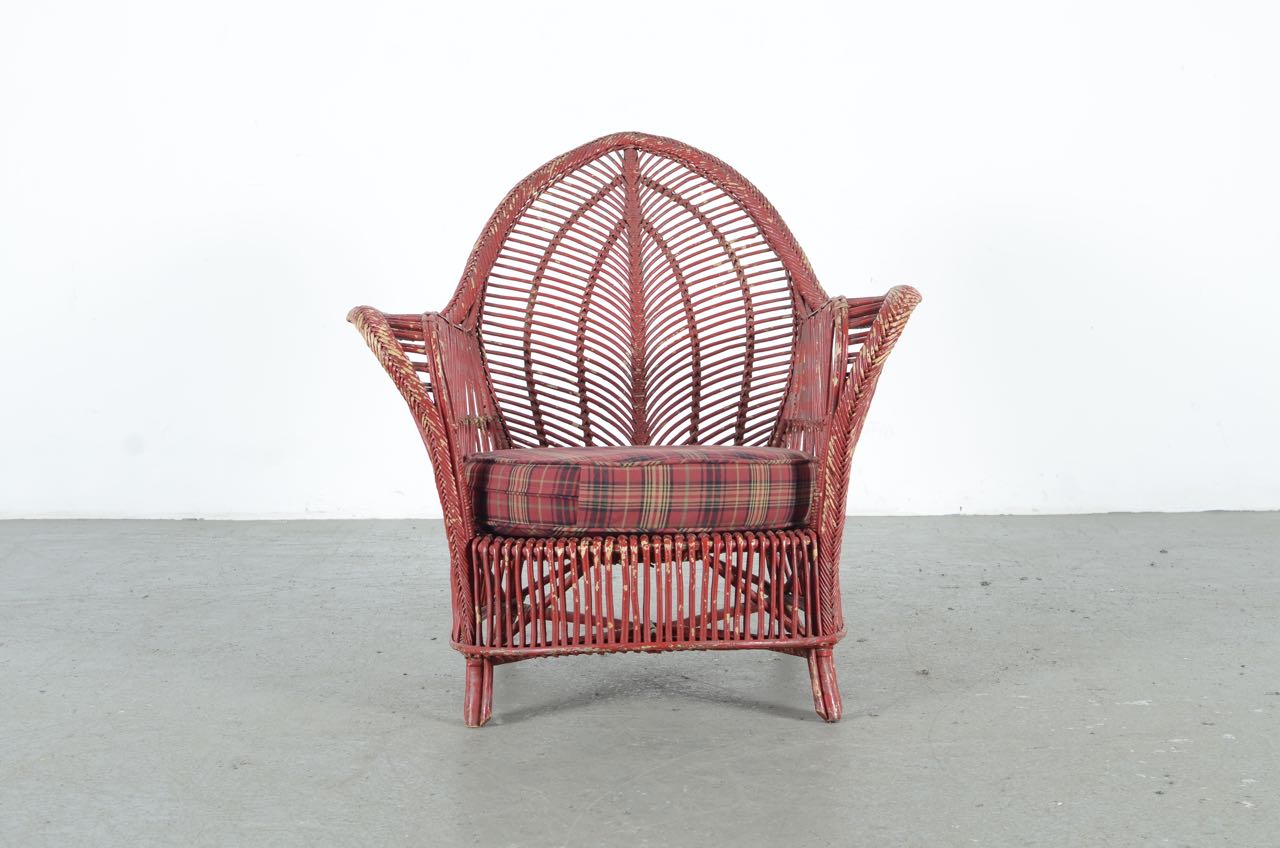 Red Wicker Patio Chair | EBTH