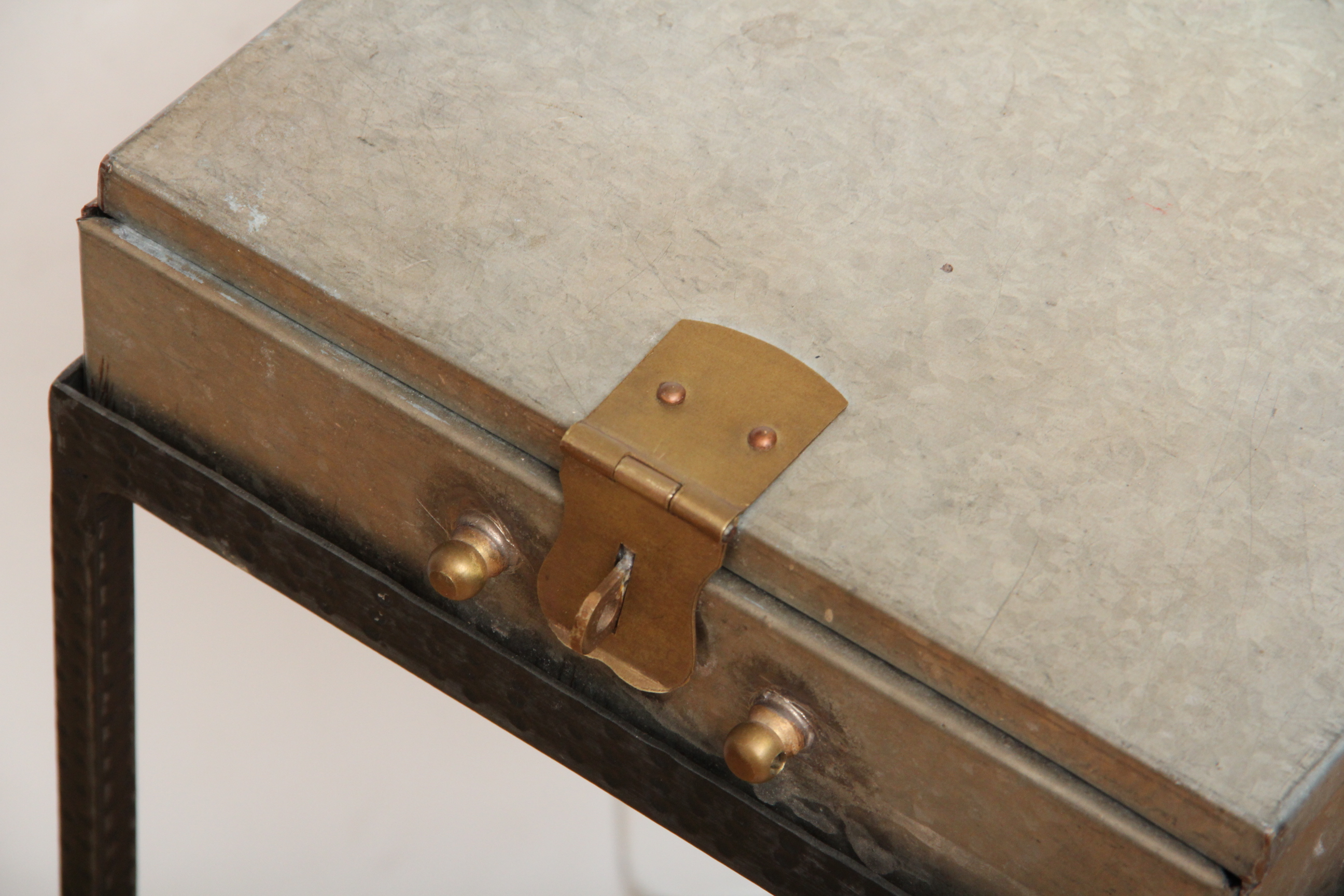 Converted Lock-box and Iron Stand Table | EBTH
