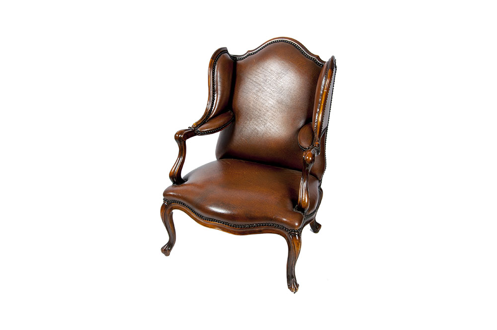 Leather Rococo Inspired Wingback Chair | EBTH