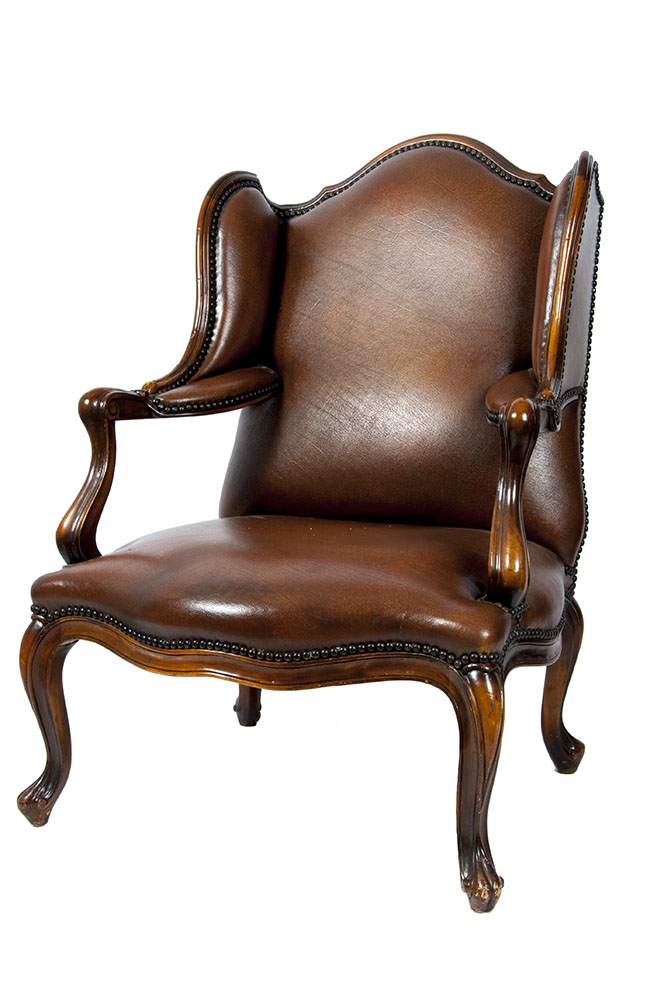 Leather Rococo Inspired Wingback Chair | EBTH