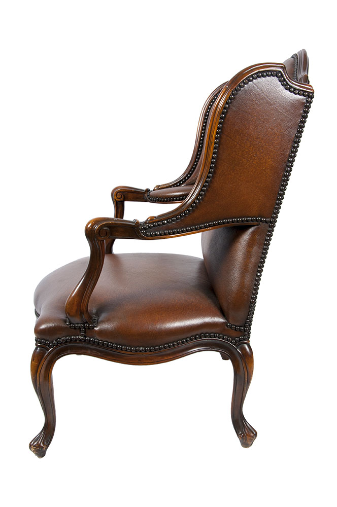 Leather Rococo Inspired Wingback Chair | EBTH