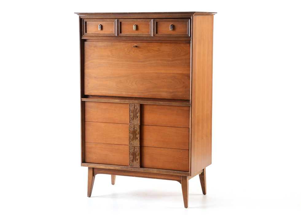 Bassett Mid Century Modern "Mayan" Pull-down Desk with Drawers | EBTH