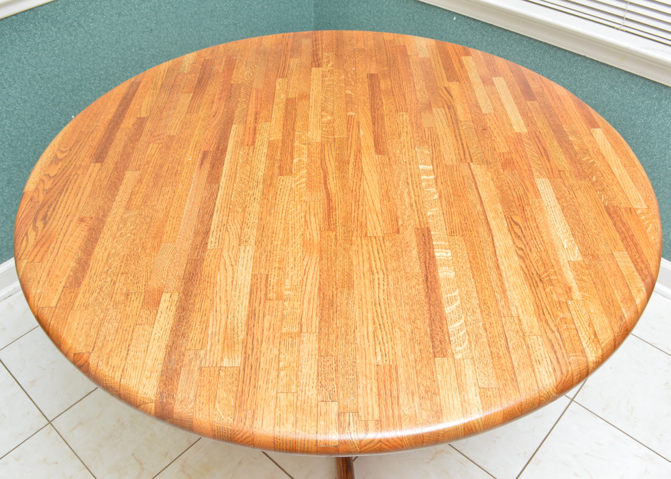 Round Butcher Block Top Table | EBTH