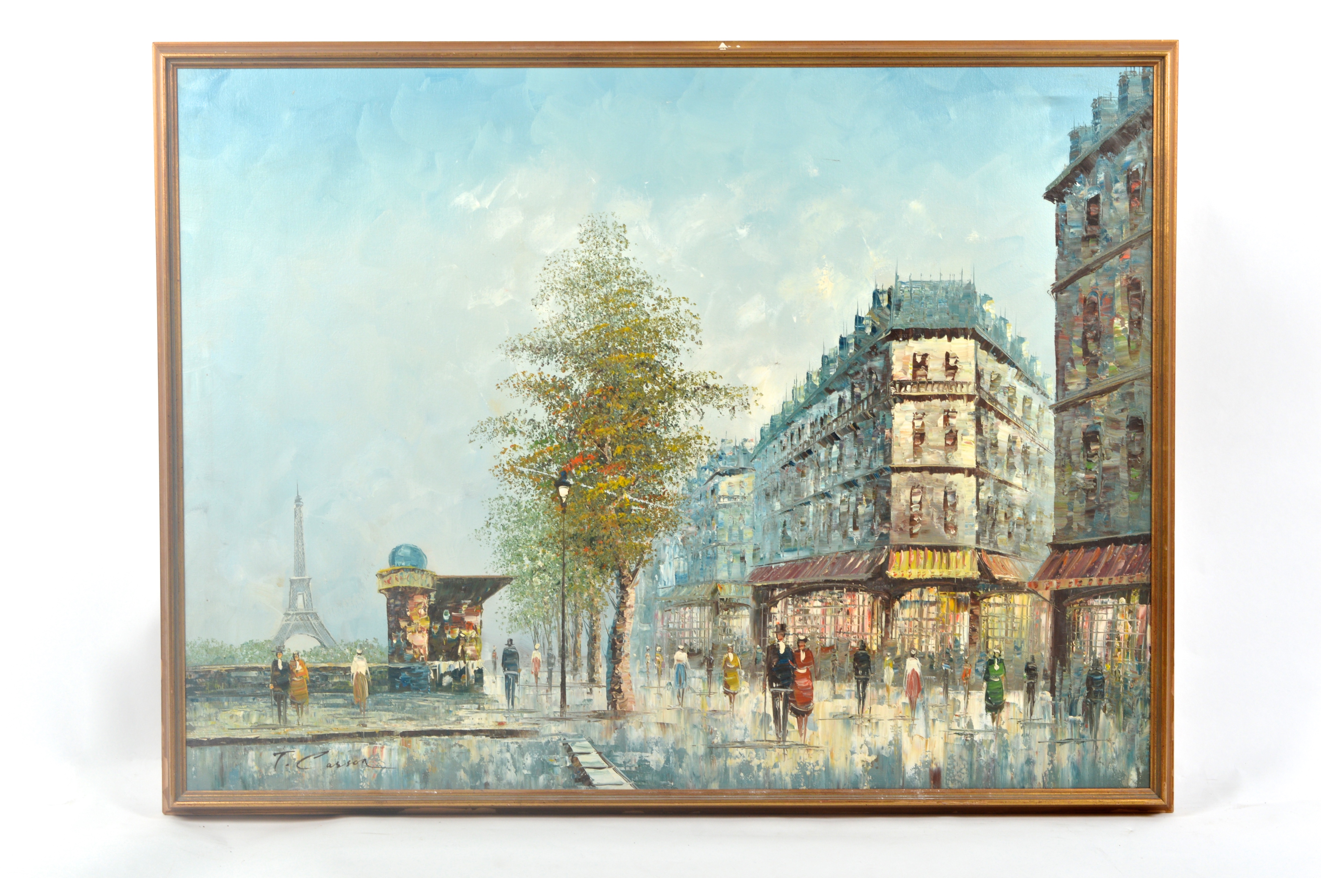 T. Carson Signed Parisian Street Scene Oil Painting | EBTH
