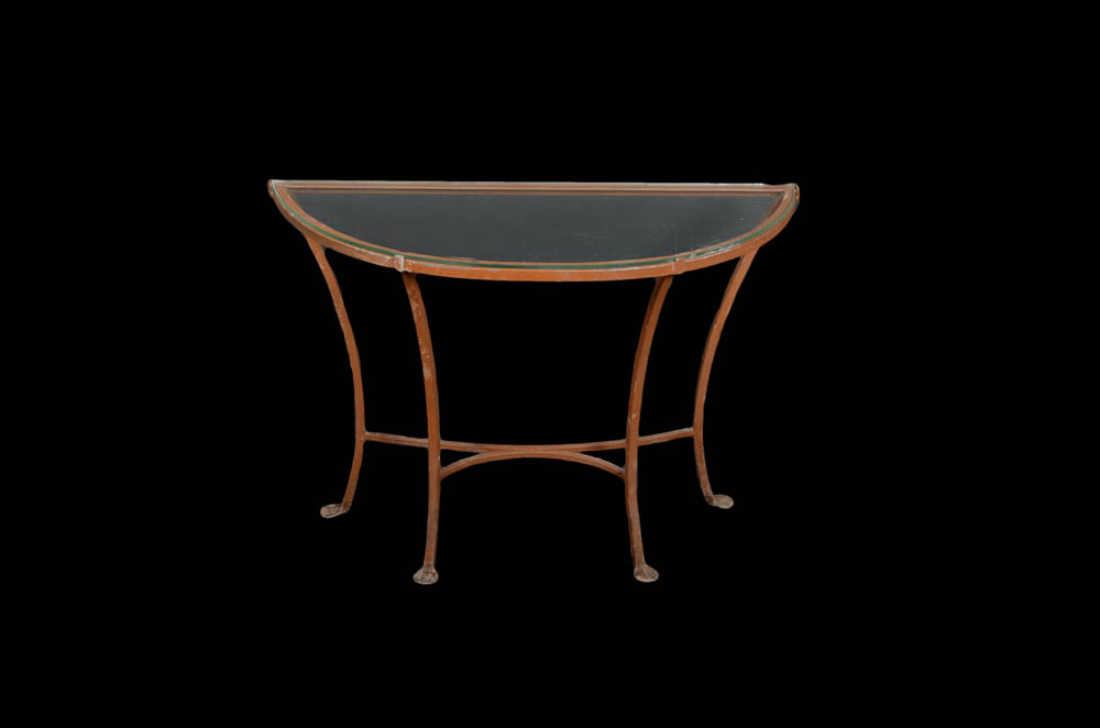 Glass and Metal Demilune Table | EBTH