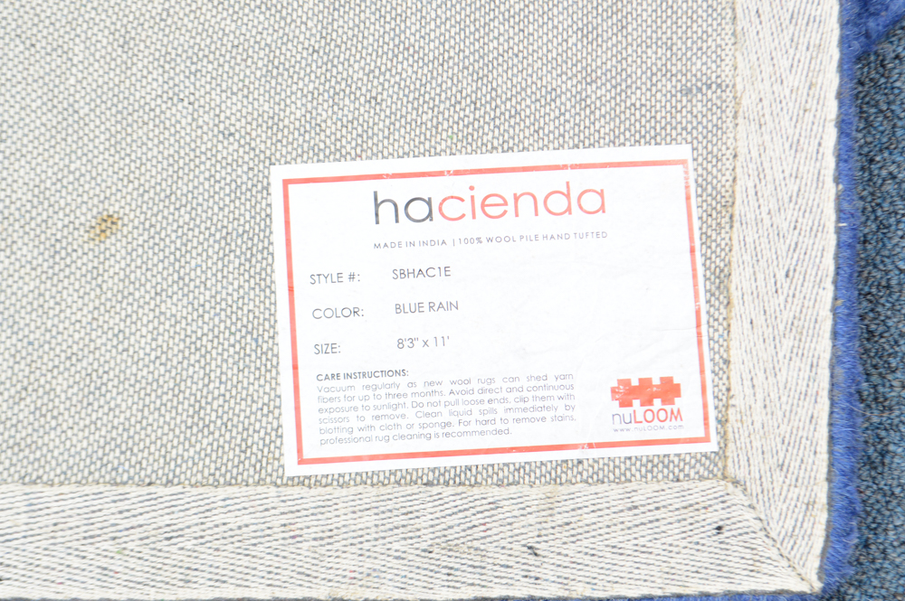 Large Blue and White Wool Area Rug | EBTH