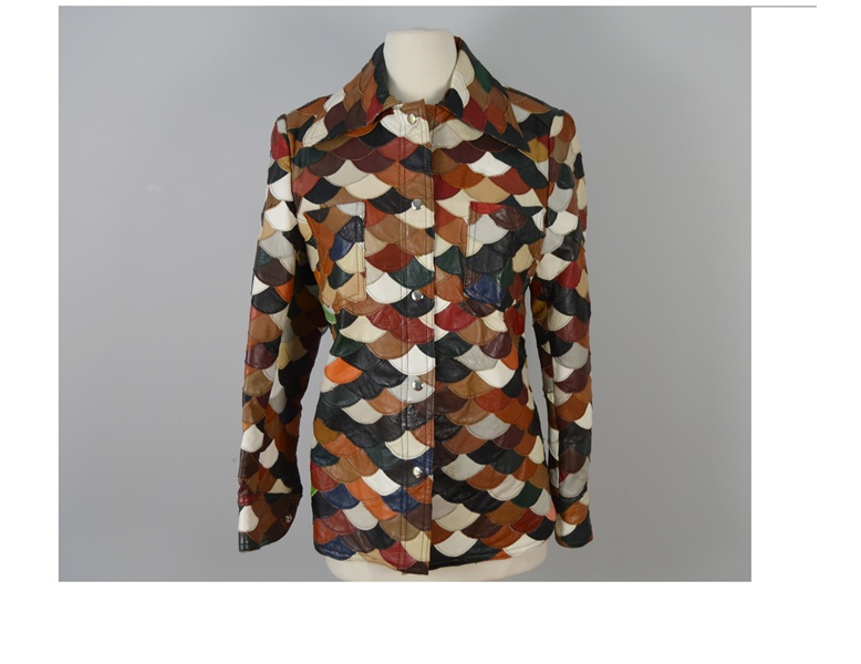 Vintage Fish Scales Patchwork Leather Jacket | EBTH