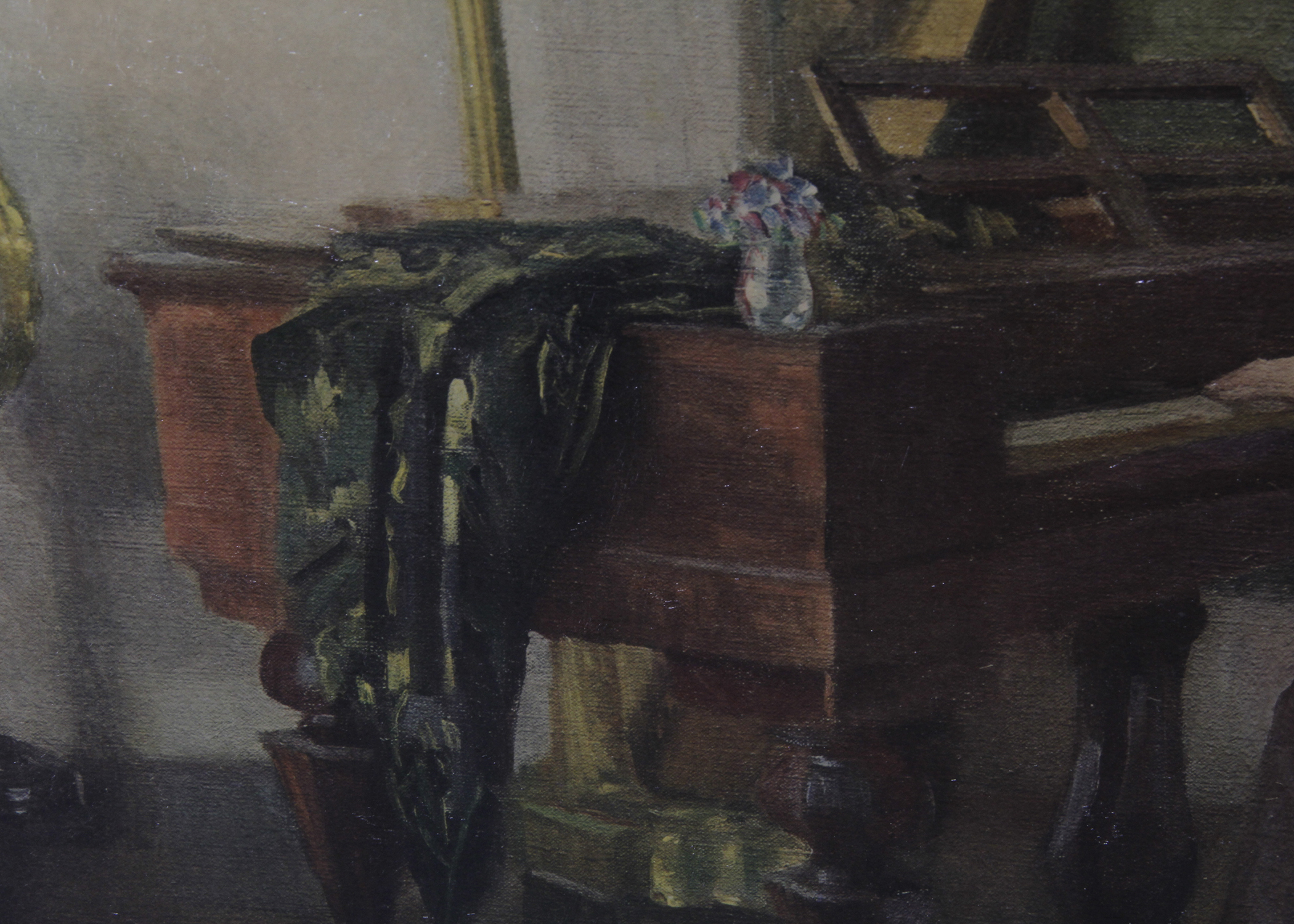 Vintage Painting of Lady Playing Piano | EBTH