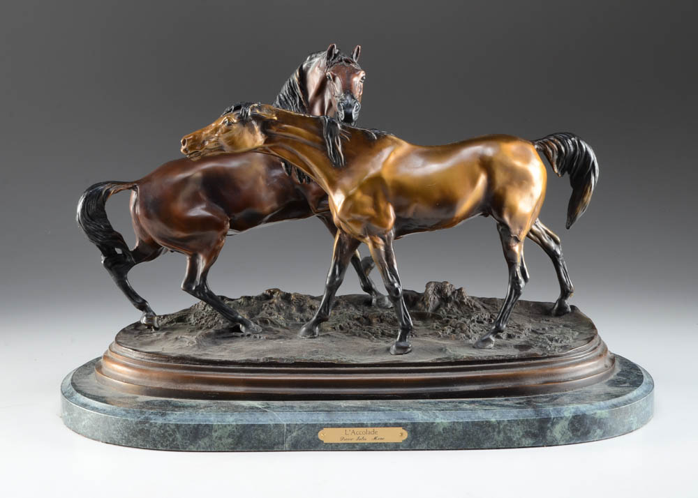 P.J. Mene Bronze Sculpture Titled "L'Accolade" | EBTH