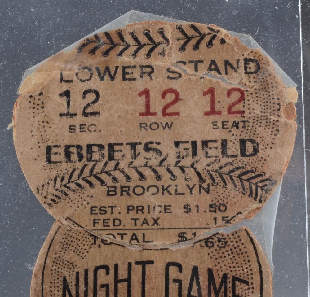 Rare 1930s Ebbets Field "Night Game" Baseball Ticket | EBTH