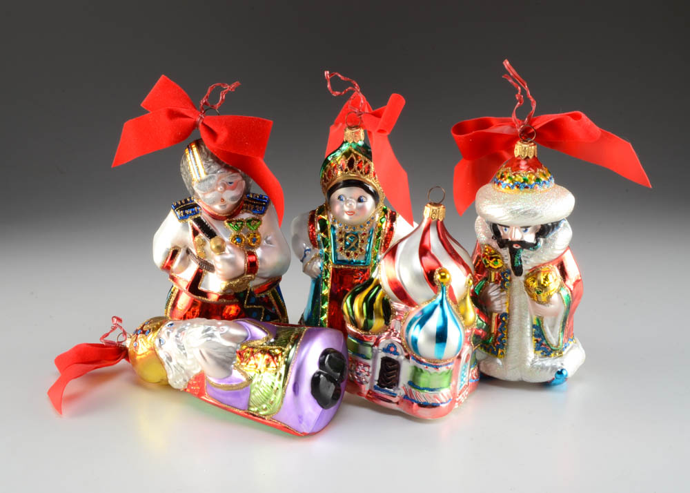 Set of Five Kurt Adler Blown Glass Ornaments | EBTH