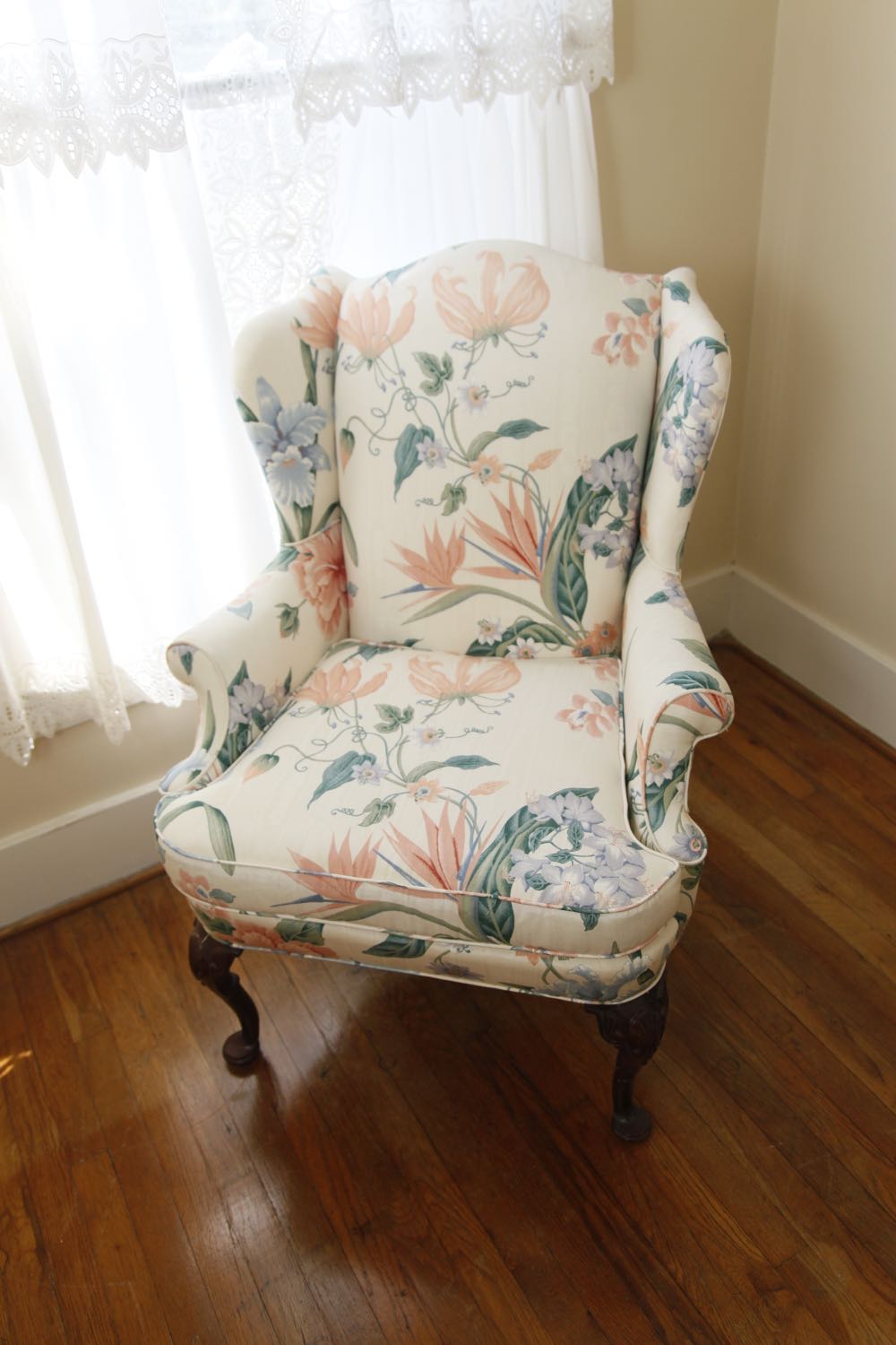Floral Print Wingback Chair | EBTH