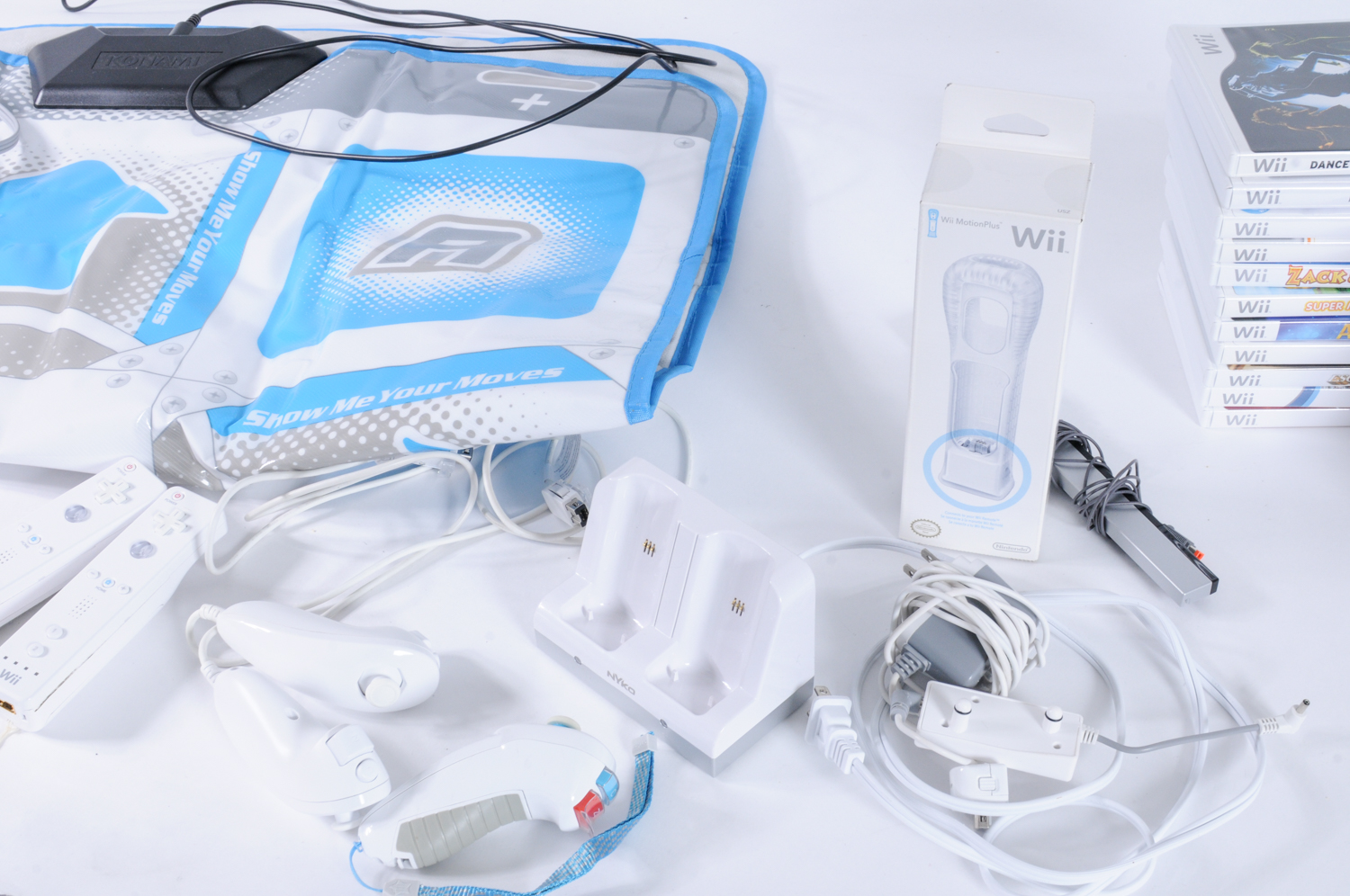 Wii Console, Dance Dance Revolution Mat and Wii FIt Board | EBTH
