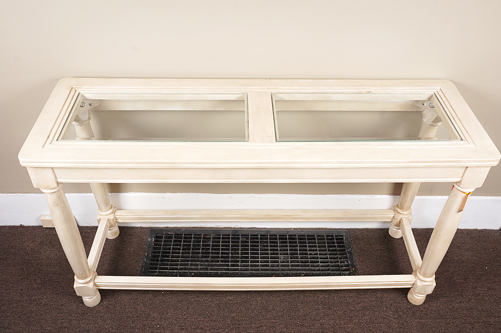 Recessed Glass Top Console Table | EBTH