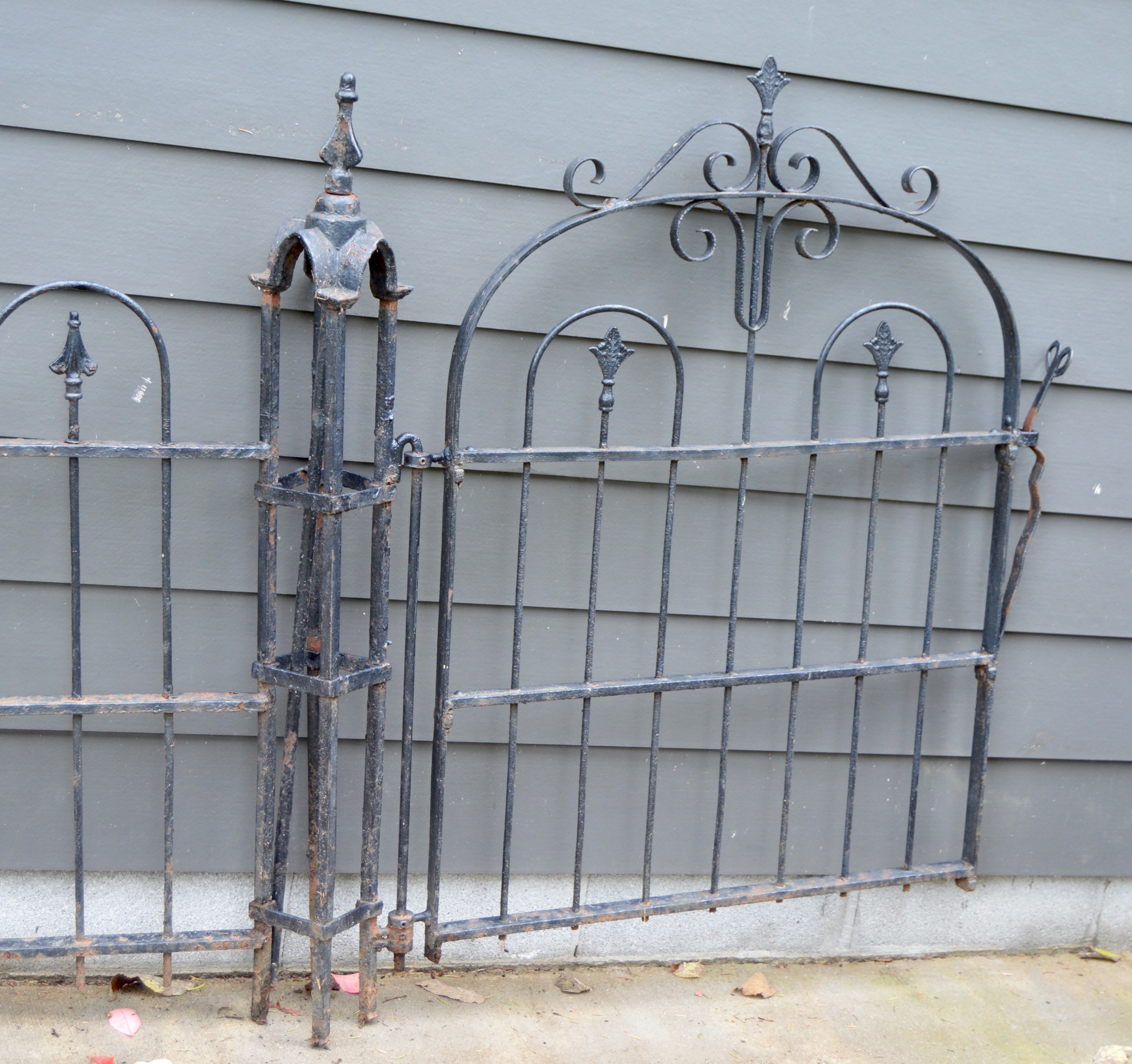 Pair of Wrought Iron Fence Pieces and Gate | EBTH