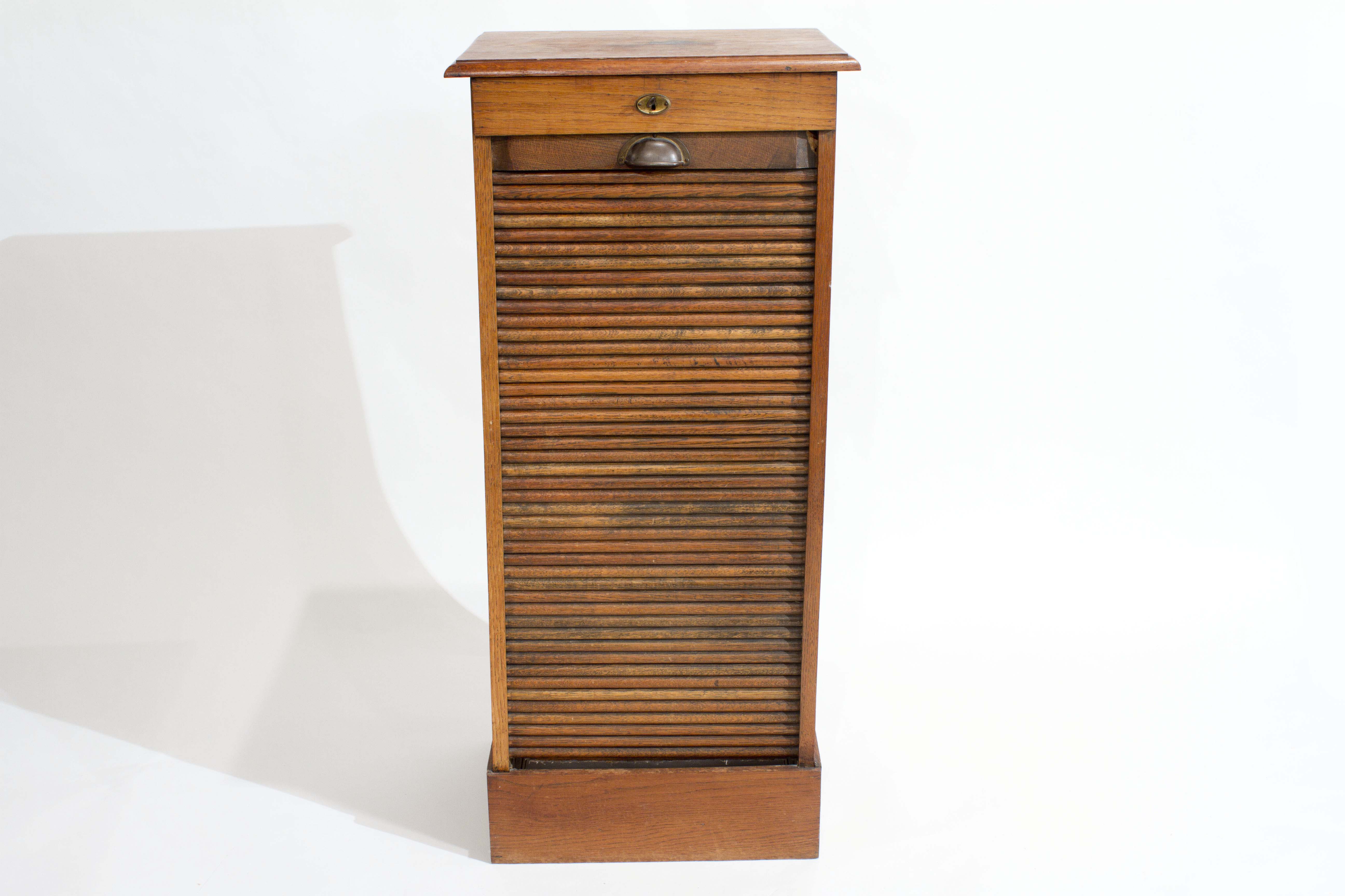 Vintage Tambour Drop Front Filing Cabinet | EBTH