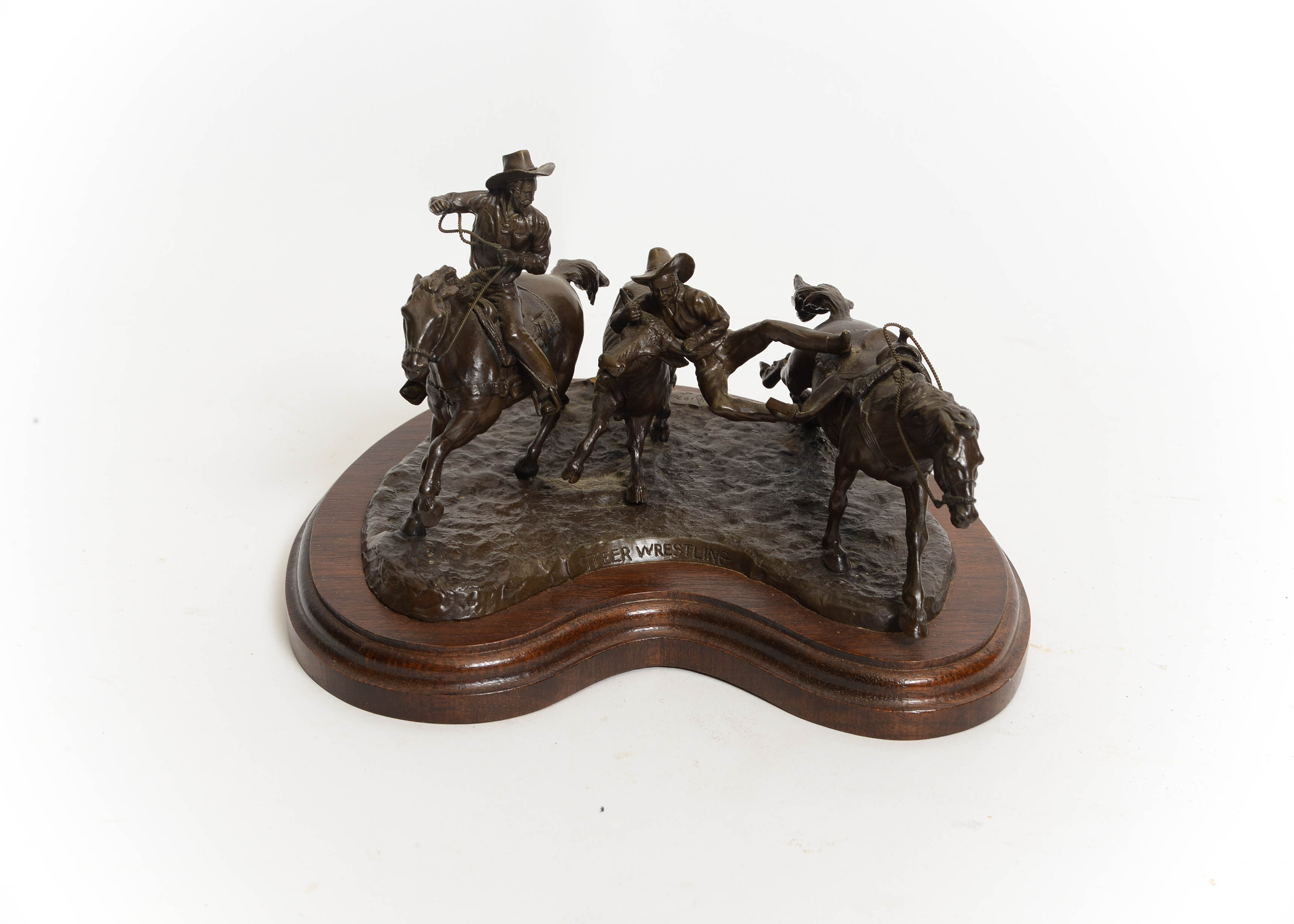 Don Polland Bronze "Steer Wrestling" Sculpture | EBTH
