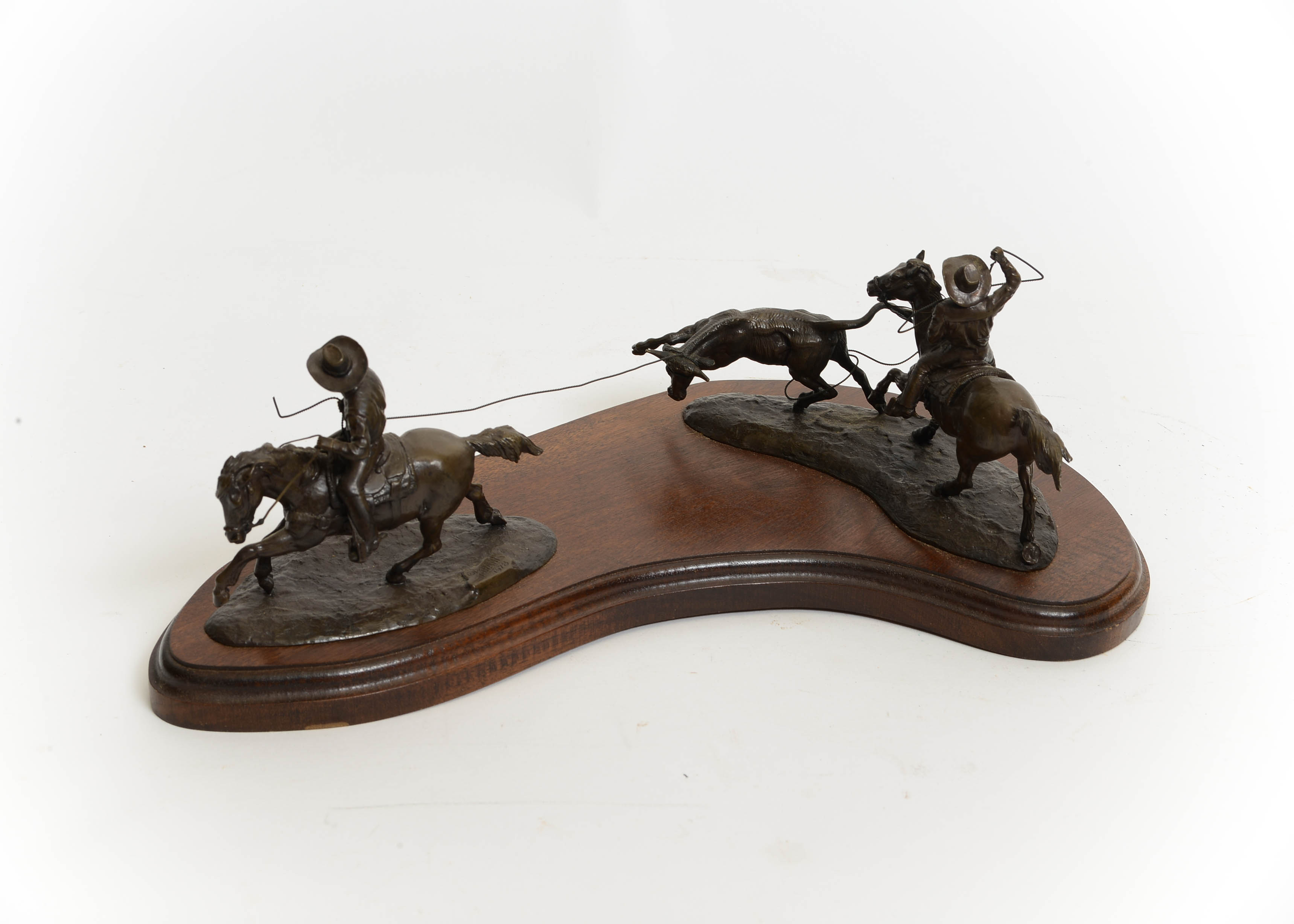 Don Polland Bronze "Header and Heeler Team Roping" Sculpture | EBTH