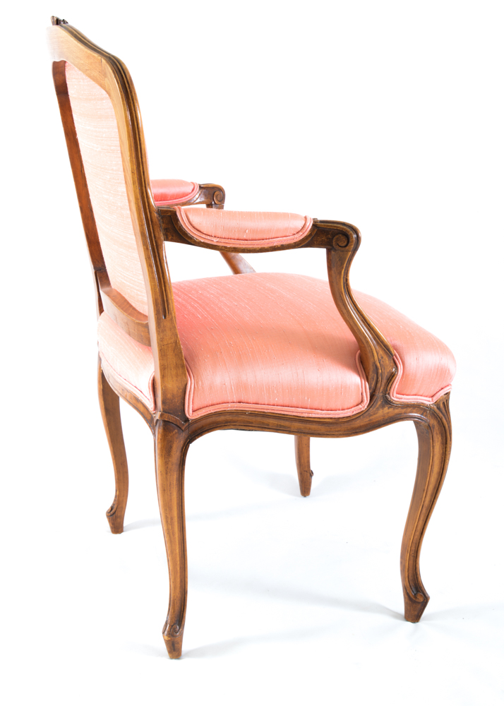 Pink Upholstered Armchair with Oval Side Table | EBTH
