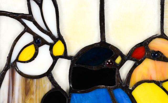 Stained Glass Row of Birds Hanging Panel | EBTH