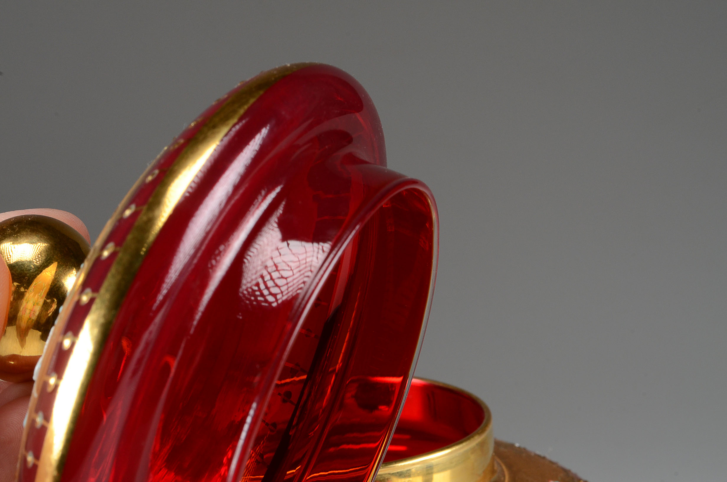 Ruby Red Venetian Glass Pedestal Compote With Lid | EBTH