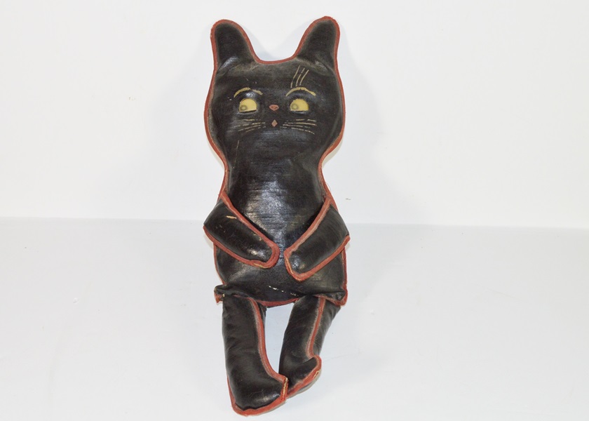 Antique Oil Cloth Halloween Black Cat Doll | EBTH