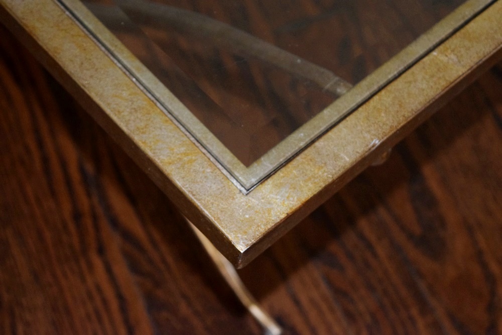 Bernhardt Gold Rim Coffee Table with Beveled Glass Top | EBTH