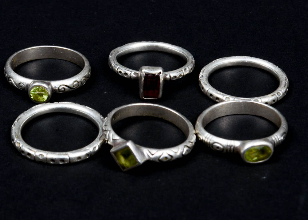 Sterling Silver Stackable Rings with Peridot | EBTH