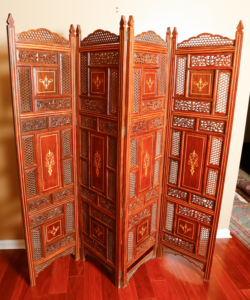 Vintage Carved Rosewood Dressing Screen | EBTH