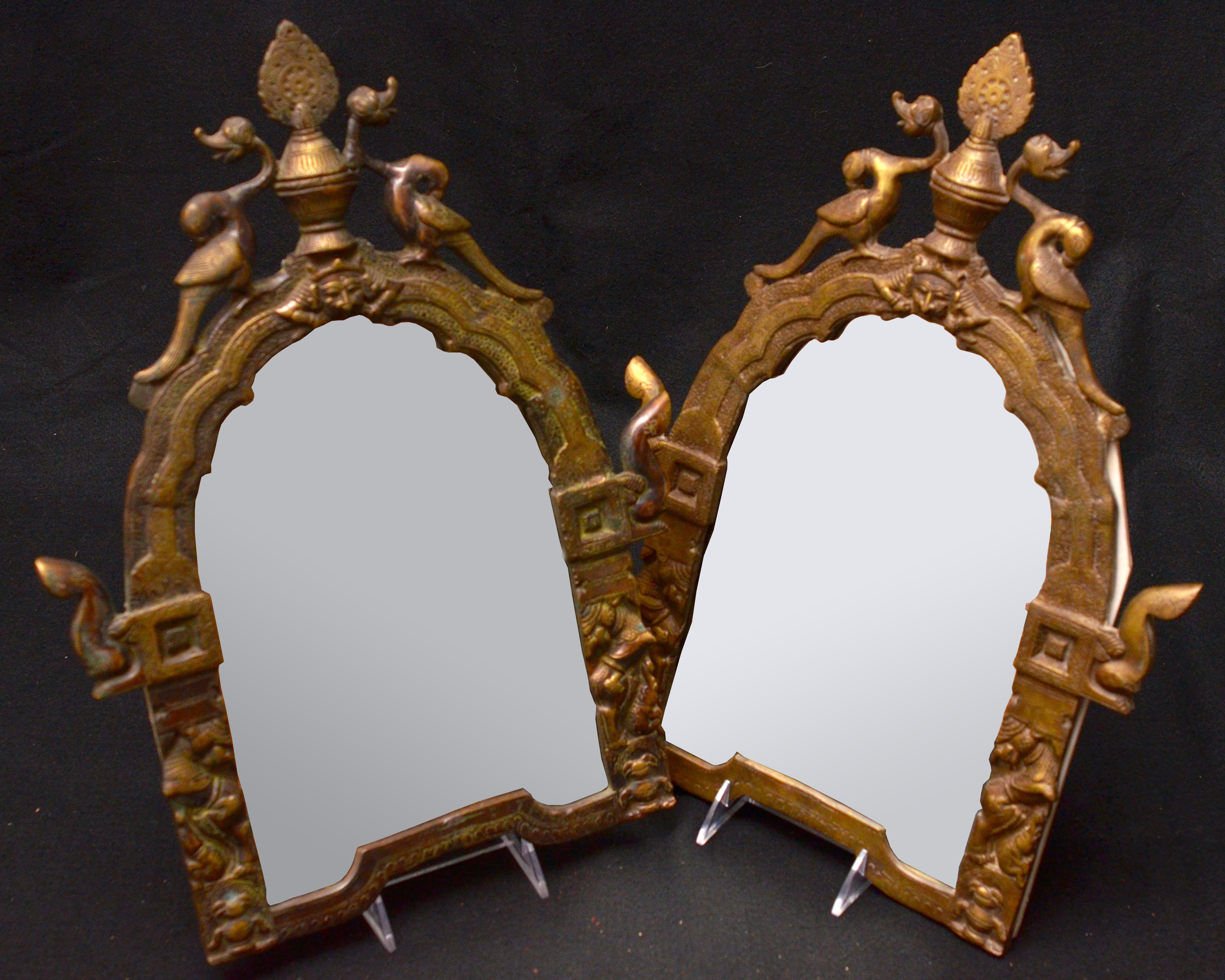 Pair of Hindu Brass Wall Mirrors | EBTH