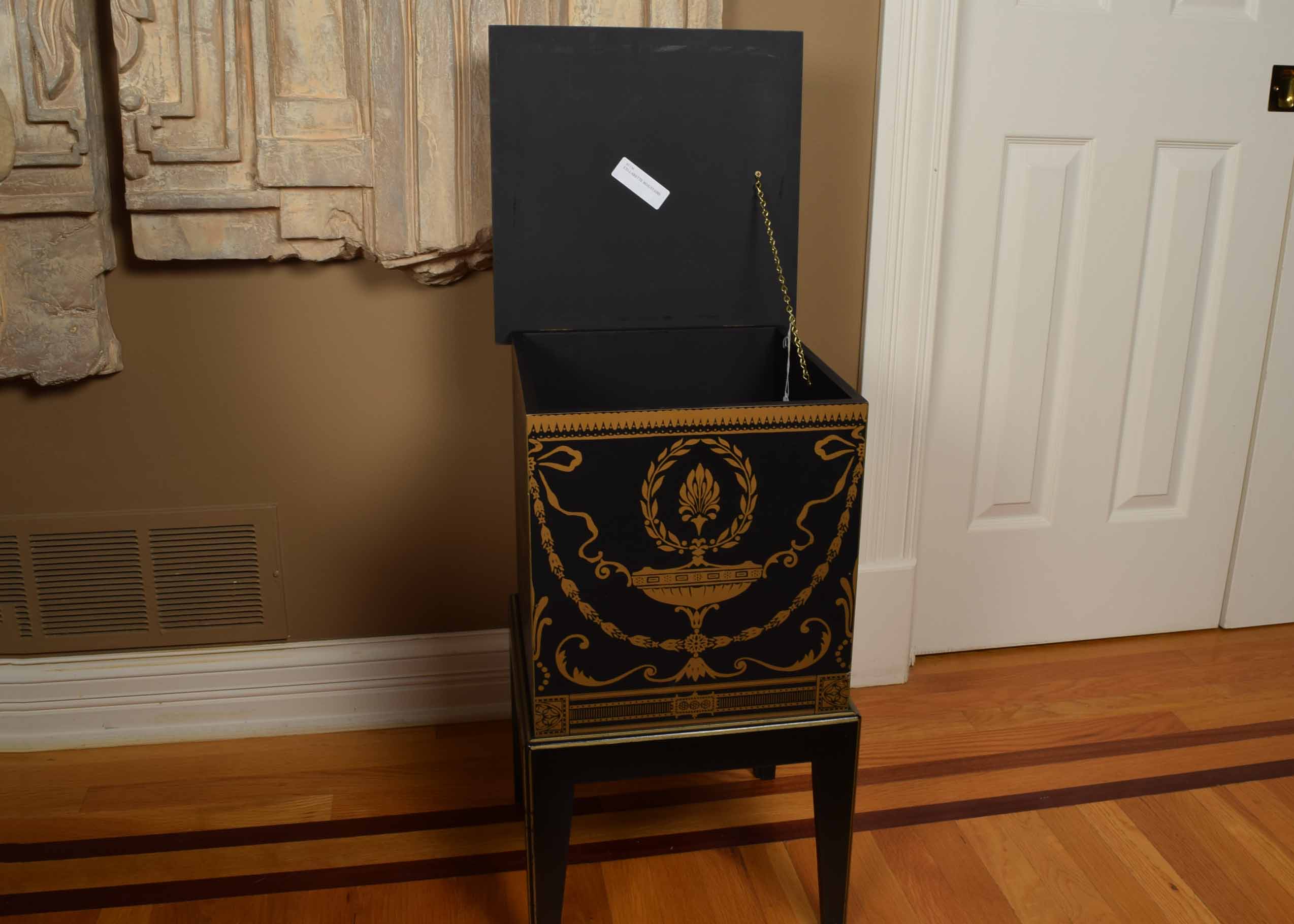 Gold and Black Painted Cellarette Box and Stand | EBTH