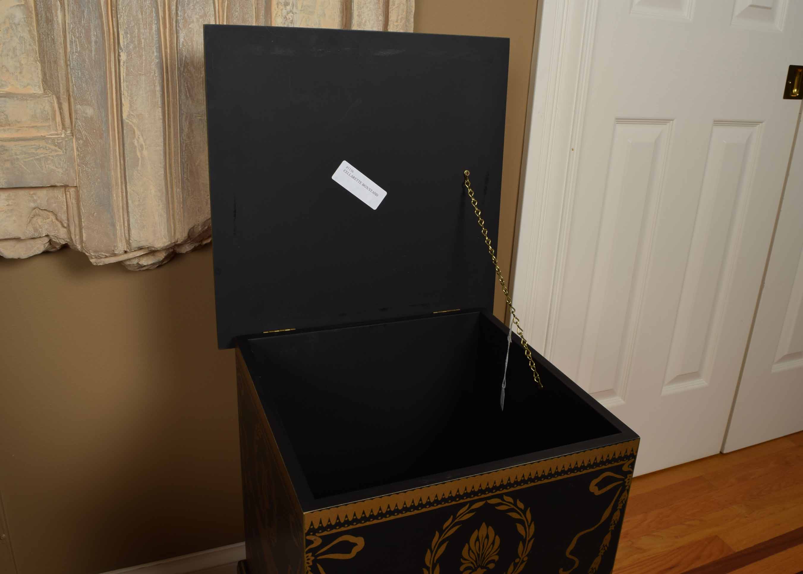 Gold and Black Painted Cellarette Box and Stand | EBTH